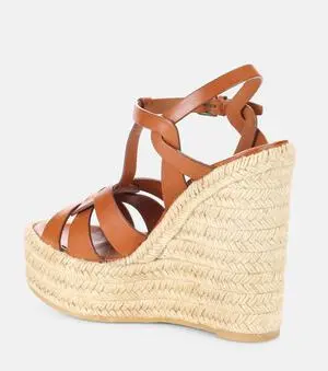 Saint Laurent Tribute 130 Leather Espadrilles - Brown