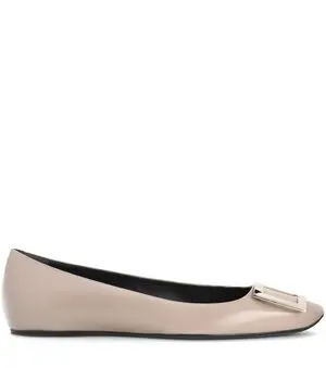 ROGER VIVIER Belle Vivier Leather Ballet Flats - Grey