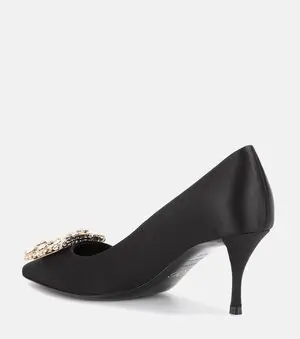 ROGER VIVIER Embellished Satin Pumps - Black