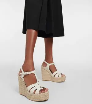 Saint Laurent Tribute 130 Leather Espadrilles - White