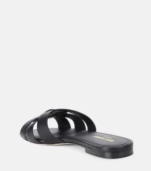 Saint Laurent Tribute Nu Pieds 05 Leather Sandals - Black