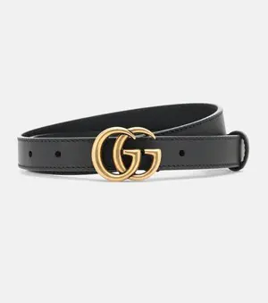 Gucci Gg Leather Belt - Black