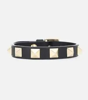 Valentino Garavani Rockstud Leather Bracelet - Black