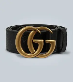 Gucci Leather Belt With Double G Buckle - Black