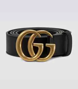 Gucci Leather Belt With Double G Buckle - Black