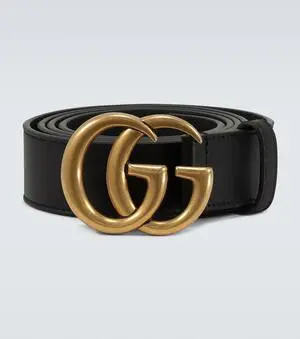 Gucci Leather Belt With Double G Buckle - Black