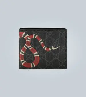 Gucci Kingsnake Print Gg Supreme Wallet - Black | Editorialist