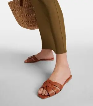 Saint Laurent Tribute Nu Pieds 05 Leather Slides - Brown