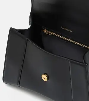 Balenciaga Hourglass Small Leather Crossbody Bag - Black
