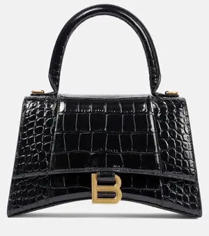Balenciaga Hourglass Small Leather Crossbody Bag - Black