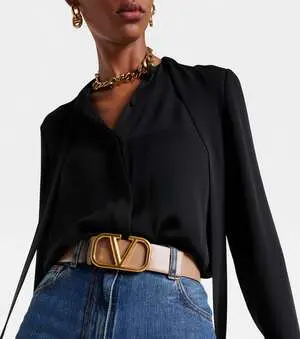 Valentino Garavani Vlogo Signature 40 Reversible Leather Belt - Beige