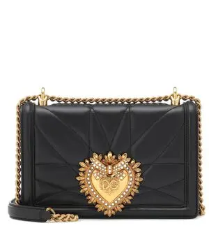 Dolce & Gabbana Dolce&Gabbana Devotion Medium Leather Shoulder Bag Black