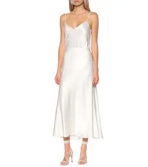 Galvan Valletta Satin Bridal Midi Skirt - White