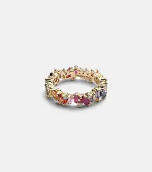 SUZANNE KALAN Suzanne Kalan 18kt Gold Diamond And Sapphire Eternity Ring Multicoloured