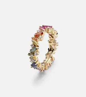 SUZANNE KALAN 18kt Gold Diamond And Sapphire Eternity Ring - Multicoloured