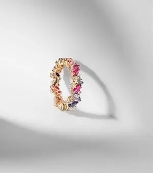 SUZANNE KALAN 18kt Gold Diamond And Sapphire Eternity Ring - Multicoloured