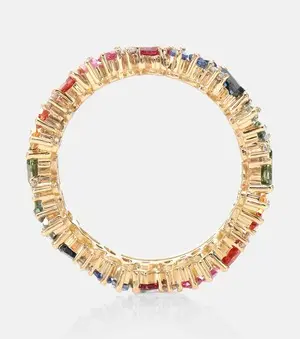 SUZANNE KALAN 18kt Gold Diamond And Sapphire Eternity Ring - Multicoloured