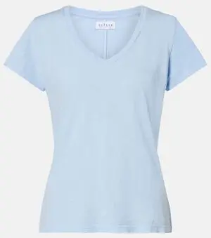Velvet By Graham & Spencer Lilith V-neck Cotton T-shirt - Blue
