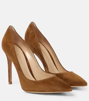 GIANVITO ROSSI Gianvito Rossi Gianvito 105 Suede Pointed Toe Pumps Beige
