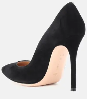 GIANVITO ROSSI 105 Suede Pointed Toe Pumps - Black