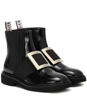 ROGER VIVIER Chelsea Viv' Leather Ankle Boots - Black