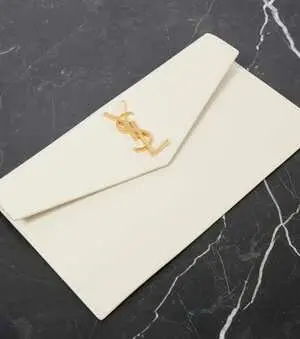 Saint Laurent Uptown Leather Clutch - White