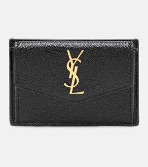 Saint Laurent Uptown Leather Card Case - Black