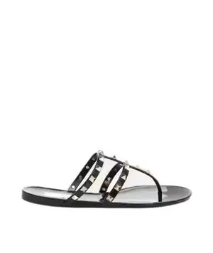 Valentino Garavani Rockstud Pvc Thong Slides - Black
