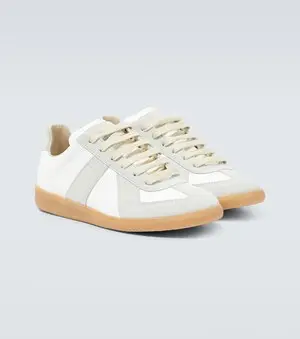MAISON MARGIELA Replica Leather And Suede Sneakers - White