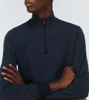Loro Piana Mezzocollo Roadster Cashmere Sweater - Blue