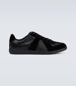 MAISON MARGIELA Replica Leather And Suede Sneakers - Black
