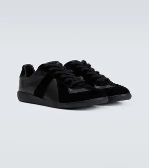 MAISON MARGIELA Replica Leather And Suede Sneakers - Black