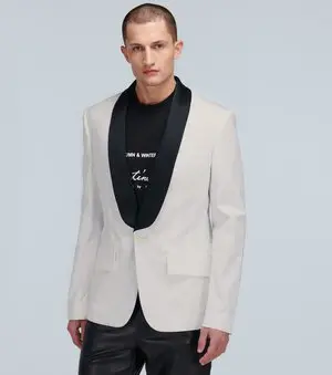 Wales Bonner Stretch-Cotton Tuxedo Jacket In White - 60% Off