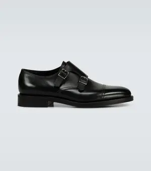 John Lobb William Monk Strap Shoes - Black