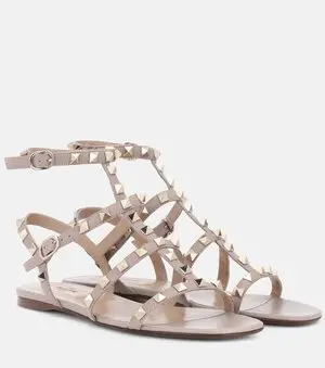 Valentino Garavani Rockstud Leather Sandals - Neutrals