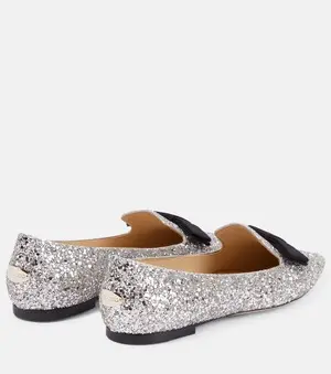 JIMMY CHOO Gala Glitter Ballet Flats - Silver