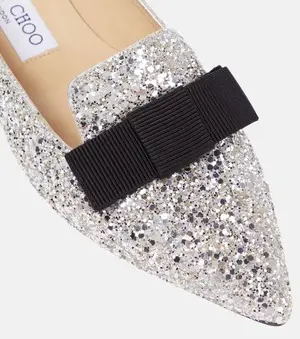 JIMMY CHOO Gala Glitter Ballet Flats - Silver