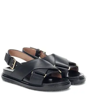 Marni Fussbett Leather Sandals - Black