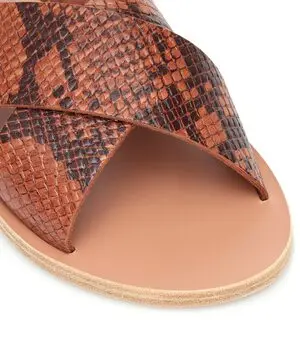 ANCIENT GREEK SANDALS Thais Snake-effect Leather Slides