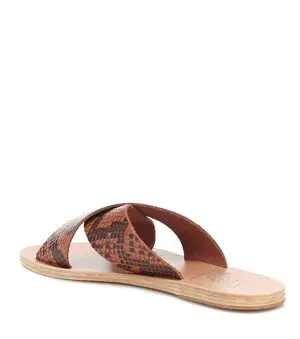 ANCIENT GREEK SANDALS Thais Snake-effect Leather Slides