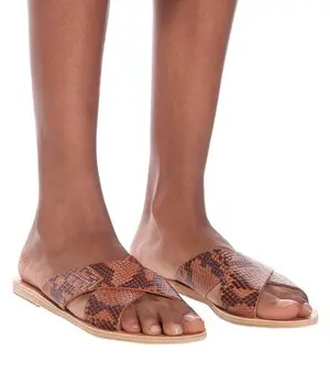 ANCIENT GREEK SANDALS Thais Snake-effect Leather Slides