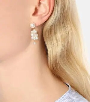 Sophie Bille Brahe 14kt Yellow Gold Pearl Earrings - White