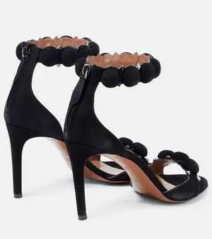 Alaïa La Bombe 90 Suede Sandals - Black
