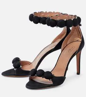 Alaïa La Bombe 90 Suede Sandals - Black