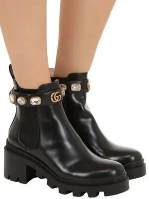 Gucci 40mm Embellished Leather Boots