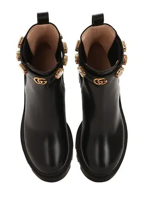 Gucci 40mm Embellished Leather Boots