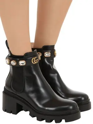 Gucci 40mm Embellished Leather Boots