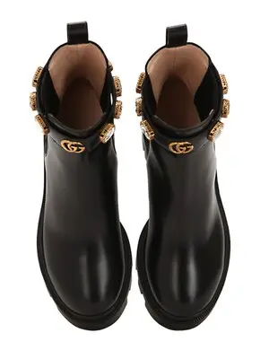 Gucci 40mm Embellished Leather Boots