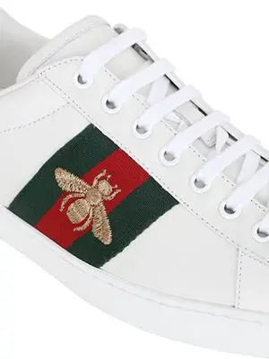 Gucci New Ace Bee Web Leather Sneakers