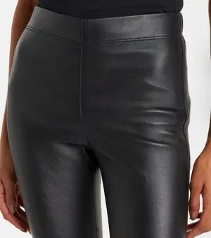 JOSEPH Mid-rise Leather Leggings - Black
